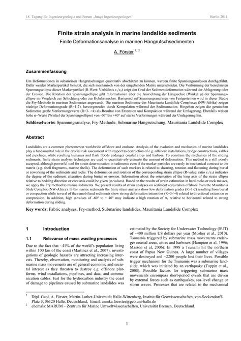 Pdf Finite Strain Analysis In Marine Landslide Sediments