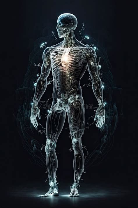 Anatomical Structure Of Human Body Cyborg Of Future With Artificial