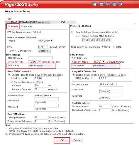 Configuring Vigor LTE Series Router For G LTE Connection DrayTek FAQ