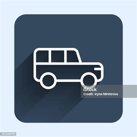 白線サファリ車のアイコンは長い影の背景で隔離青い四角ボタンベクトル Suvのベクターアート素材や画像を多数ご用意 Suv アイコン