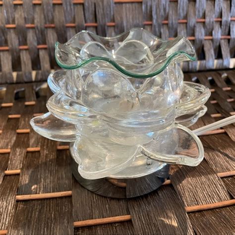 Pier 1 Accents Glass Lotus Oil Diffuser Wax Warmer Scented Melt