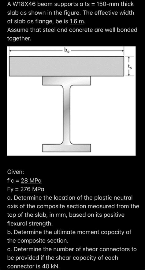 Solved A W18x46 Beam Supports A Ts 150−mm Thick Slab As
