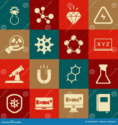 Set Book Test Tube And Flask Xyz Coordinate System Diamond Virus