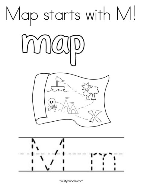 M Is For Map Coloring Page Clip Art Library