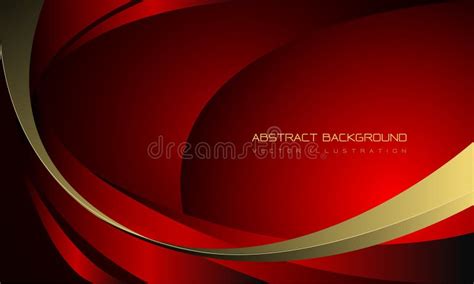 Abstract Gold Line Red Metallic Curve Dynamic Overlap Shadow Design