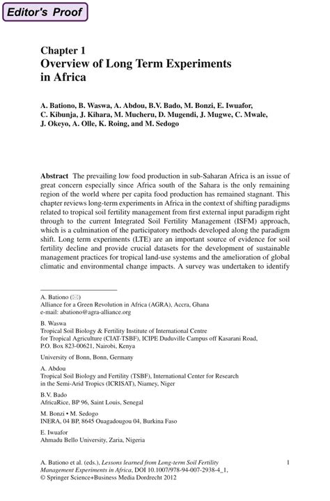 Pdf Overview Of Long Term Experiments In Africa