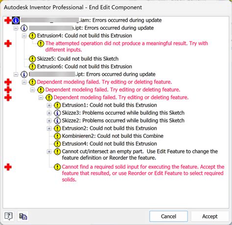 Error Occurred During Update After Changing Master Part In Inventor