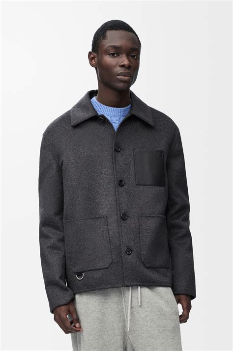 워크웨어 재킷 울 And 캐시미어 차콜 멜란지 로에베