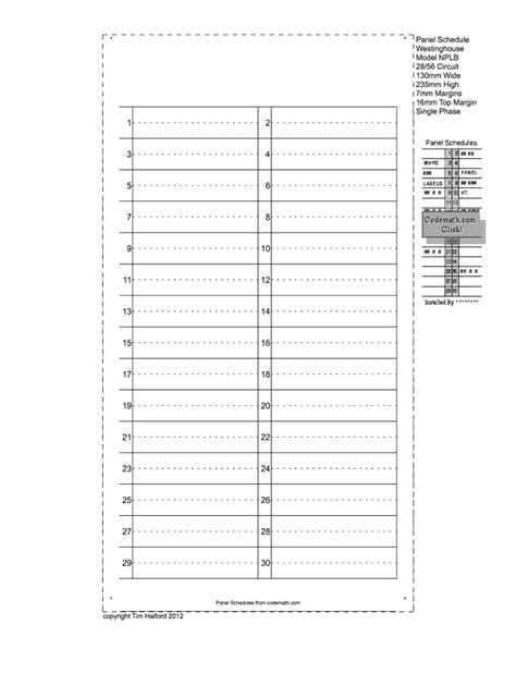 Panel Schedule Template Fill Online Printable Fillable Blank