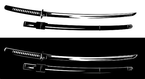 Black And White Samurai Katana Sword Vector Design Stock Illustration Download Image Now Istock