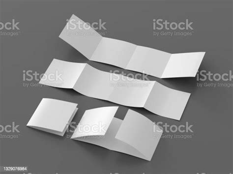 스퀘어 더블 게이트 접이식 브로셔 패널 4개 8페이지 빈 전단지 프레젠테이션 디자인을 위해 회색 배경을 모의합니다 접힌 반접