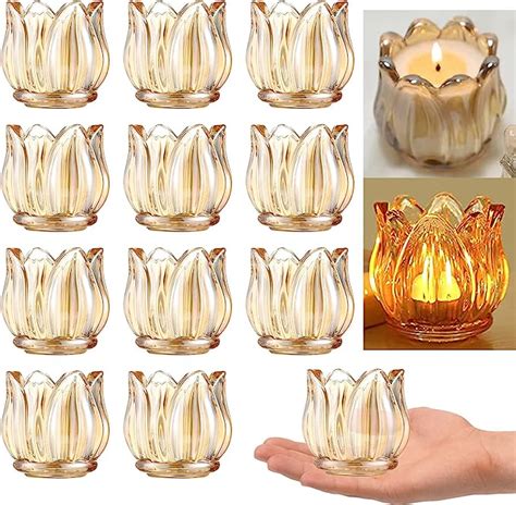 Goldeal Gold Votive Candle Holders Set Of 12 Thick Glass Tea Light