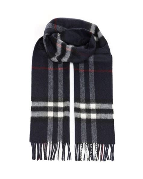Burberry Check Cashmere Scarf Scarves And Foulards Black In Blue Lyst Uk