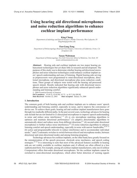 Pdf Using Hearing Aid Directional Microphones And Noise Reduction