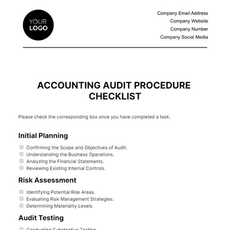 Accounting Audit Procedure Checklist Template Edit Online And Download