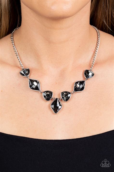 Glittering Geometrics Silver Necklace Paparazzi Accessories