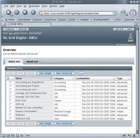 Starting The Accounting And Reporting Console Sun N1 Grid Engine 6 1