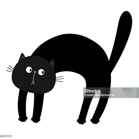 Ilustración De Gato Asustado Arquea La Espalda Gatito Asustado Feliz