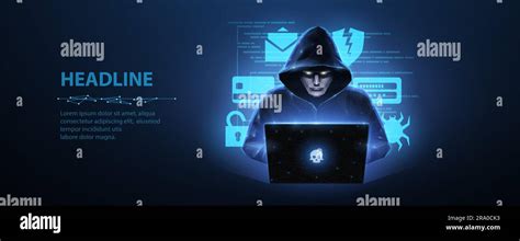 Hacker Cyber Criminal With Laptop And Related Icons Behind It Cyber Crime Hacker Activity