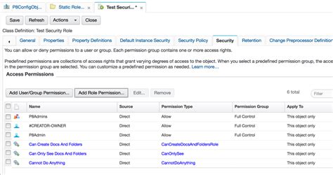 recipe managing filenet documents and folders permissions using role