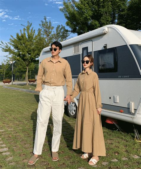 4color 국내고퀄커플룩 강추가을 데일리 댄디 여성 반오픈 롱원피스셔츠 남자셔츠 커플룩 데이트룩