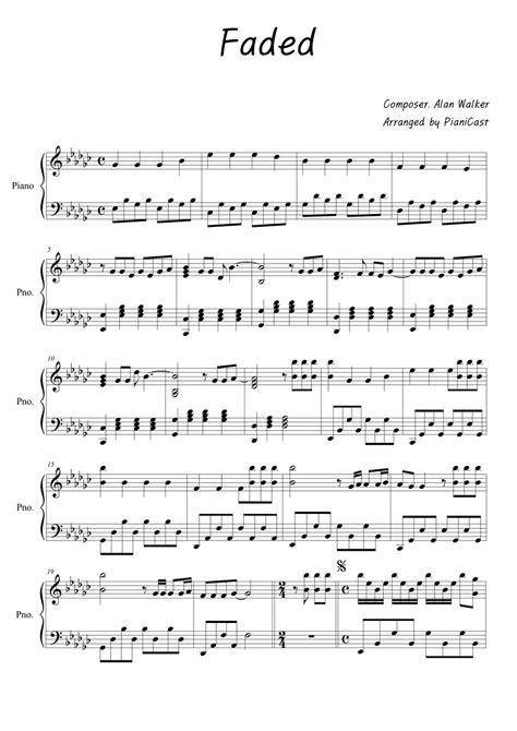 Alan Walker Faded Piano Sheet