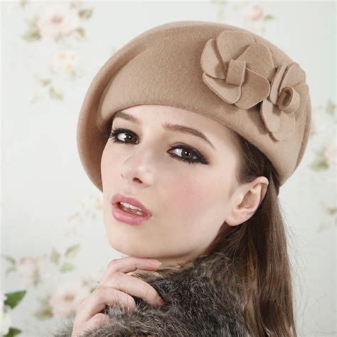 2017 Fashion Women Flowers Cashmere Berets Female Bonnet Caps Winter