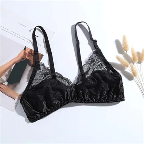 Jeseca New Silk Thin Female Bras Lace No Sponge Natural Silk Sexy Plus