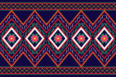 기하학적 디자인 패턴 직물 민족 동양 전통과 자수 스타일 커튼 배경 카펫 벽지 천 포장 바틱 직물 벡터 일러스트 태국 문화에 대한 스톡 벡터 아트 및 기타 이미지 Istock