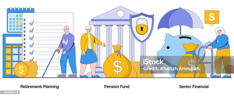 은퇴 계획 연금 기금 성격이 있는 노인 재정 보장 개념 은퇴 저축 추상 벡터 일러스트 레이 션 세트입니다 재정적 독립 은퇴 목표 황금기 개념에 대한 스톡 벡터 아트 및 기타