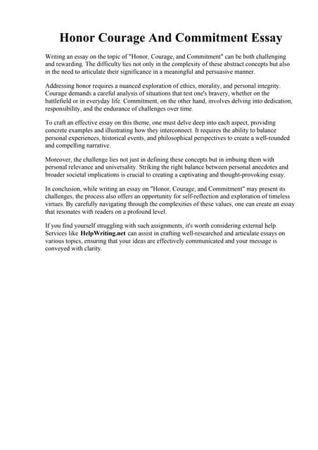 Honor Courage And Commitment Essaypdf
