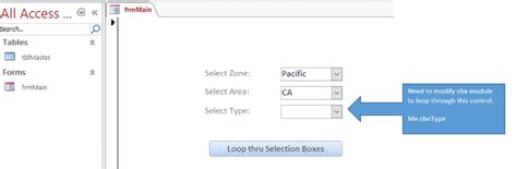 Solved Modify Access VBA To Loop Through THREE Form Controls Instead Of TWO Experts Exchange