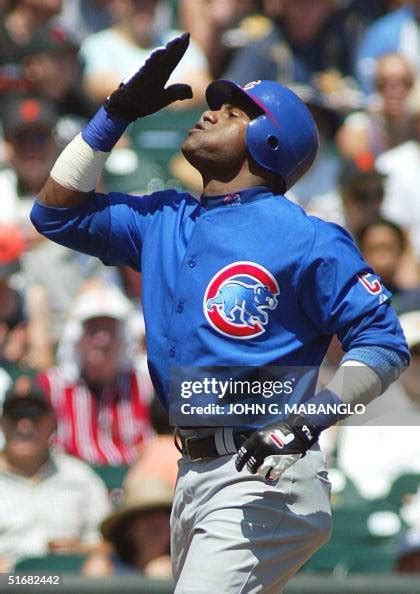 Chicago Cubs Slugger Sammy Sosa Blows A Kiss To The Sky After News