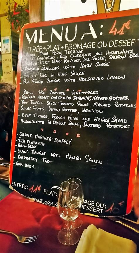 Menu At Bistrot Paul Bert Restaurant Paris
