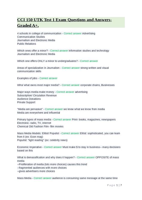 Cci 150 Utk Test 1 Exam Questions And Answers Graded A Exams
