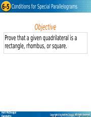 Conditions For Special Parallelograms Proving Rectangles Course Hero