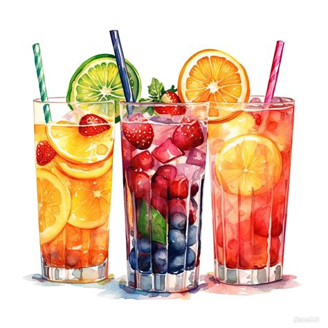 Premium Photo Summer Cold Lemonades In The Cup Set Of Fruit Cocktails