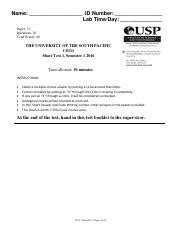 CS111 Test1 Final Solution 8 Pdf Name ID Number Lab Time Day Pages