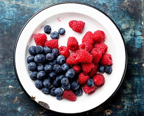 Fruit Raspberry Blueberries Plate Hd Wallpaper Rare Gallery