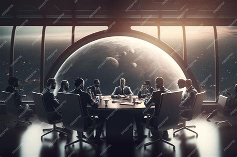 Premium Ai Image A Group Of People Sitting Around A Round Table With