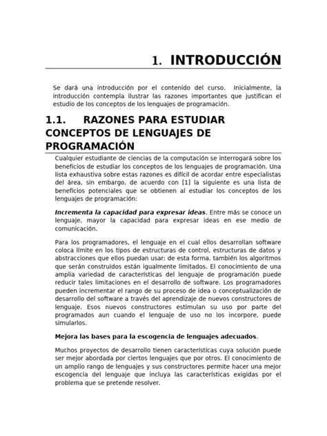 Introduccion Lenguajes De Programación Pdf Lenguaje De Programación Computadoras
