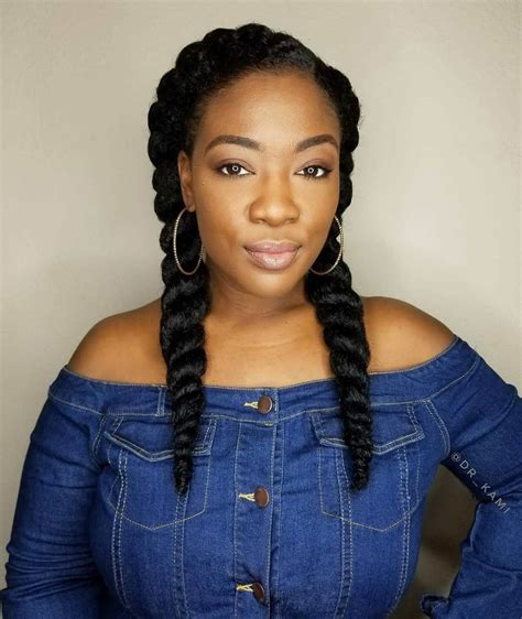 Side Parted Two Chunky Twists Protective Hairstyles For Natural Hair Natural Hair Twists