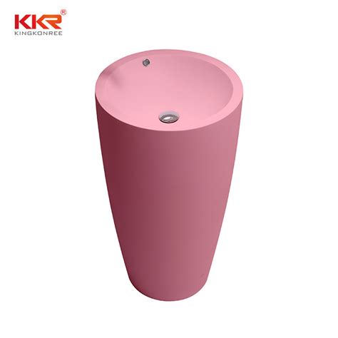 Resin Stone Pedestal Wash Basin Modern Solid Surface Sink Artificial Stone Basin China