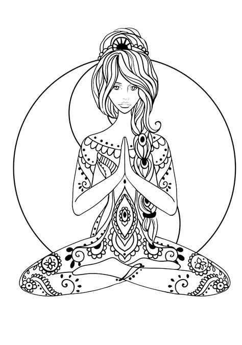 Yoga And Yin And Yang Anti Stress Zen Coloring Pages