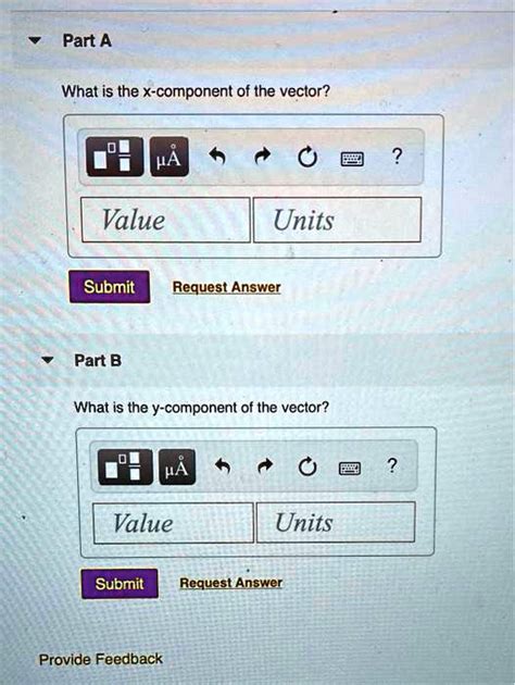 solved part a what is the x component of the vector value units