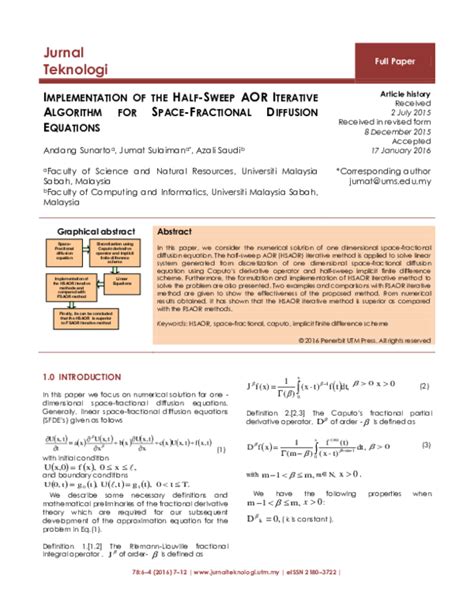 Implementation Of The Half Sweep Aor Iterative Algorithm For Space Fractional Diffusion Equations