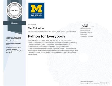 Certificate Python For Everybody Ppt