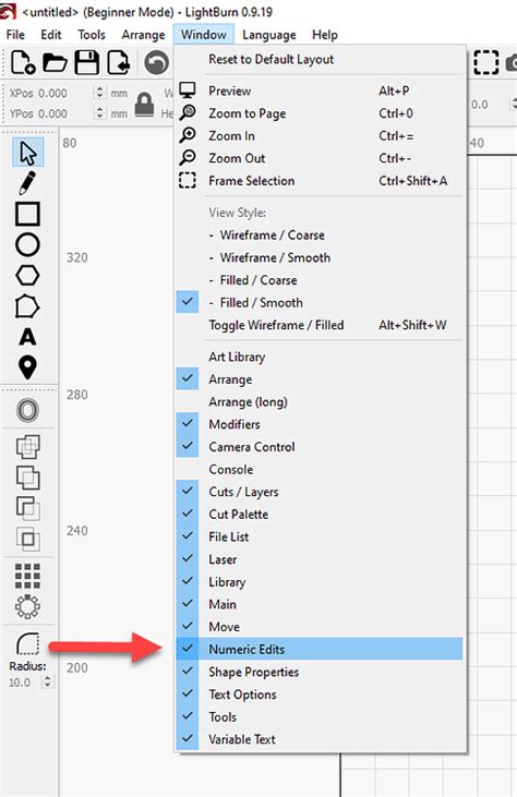 Numeric Edit Toolbar Lightburn Software Questions Lightburn