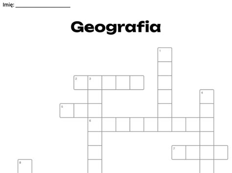 지리학에서 영감을 받은 간단한 인쇄 가능한 크로스워드 템플릿