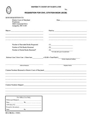 Fillable Online Courts State Md DISTRICT COURT OF MARYLAND No